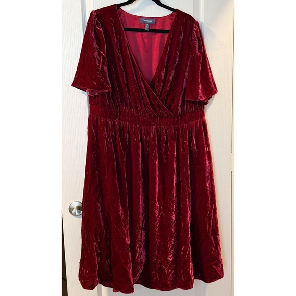 Modcloth | Dresses | Modcloth Deep Red Velvet Midi Dress | Poshmark